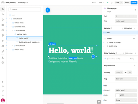 No-code quickstart | Learn Plasmic