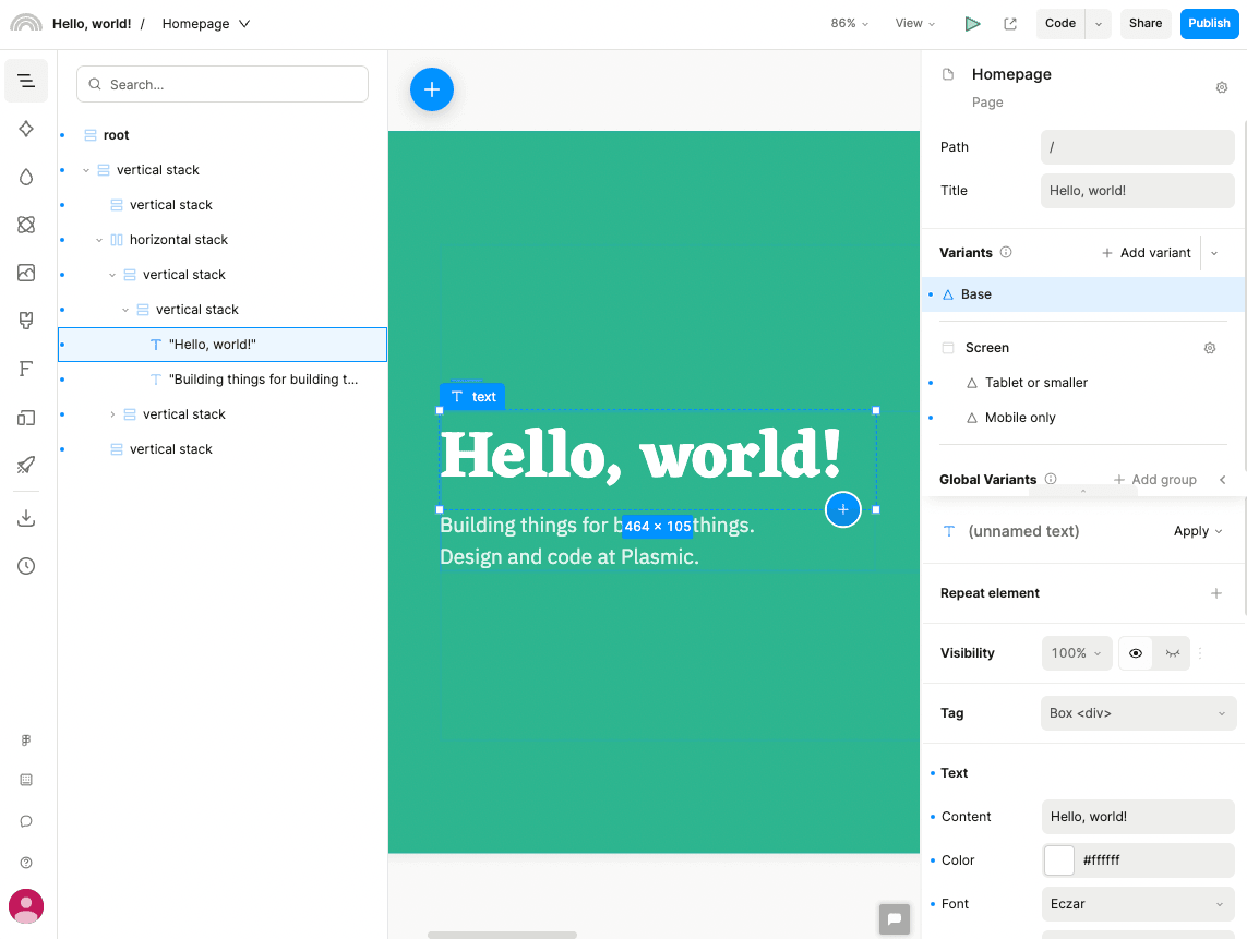 No-code quickstart | Learn Plasmic